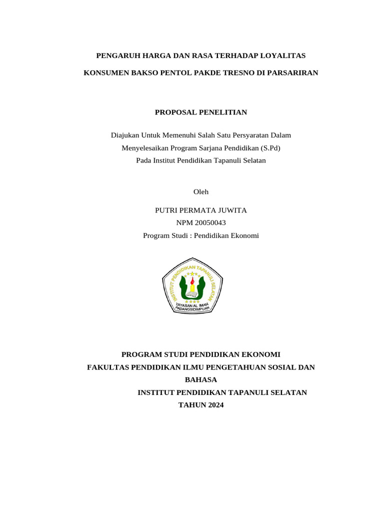 Proposal PUTRI | PDF