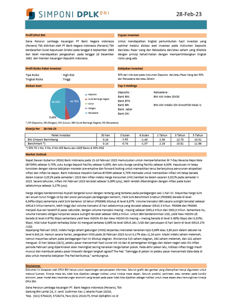 FFS BNI Simponi Berimbang 28 Februari 2023 | PDF