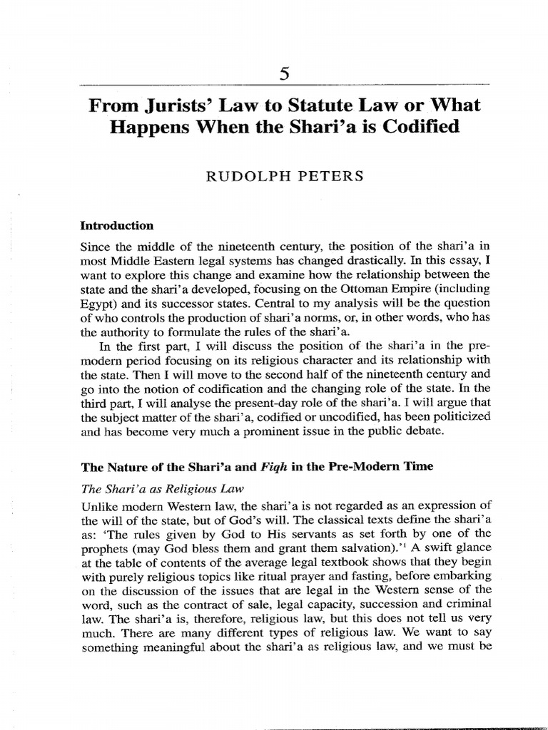 Rudolph Peters - What Happens when Shariah is Codified CL | PDF