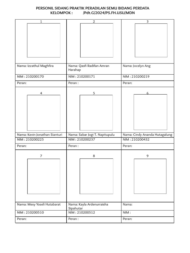 Lembar Foto Personil Sidang Praktik Peradilan Semu | PDF