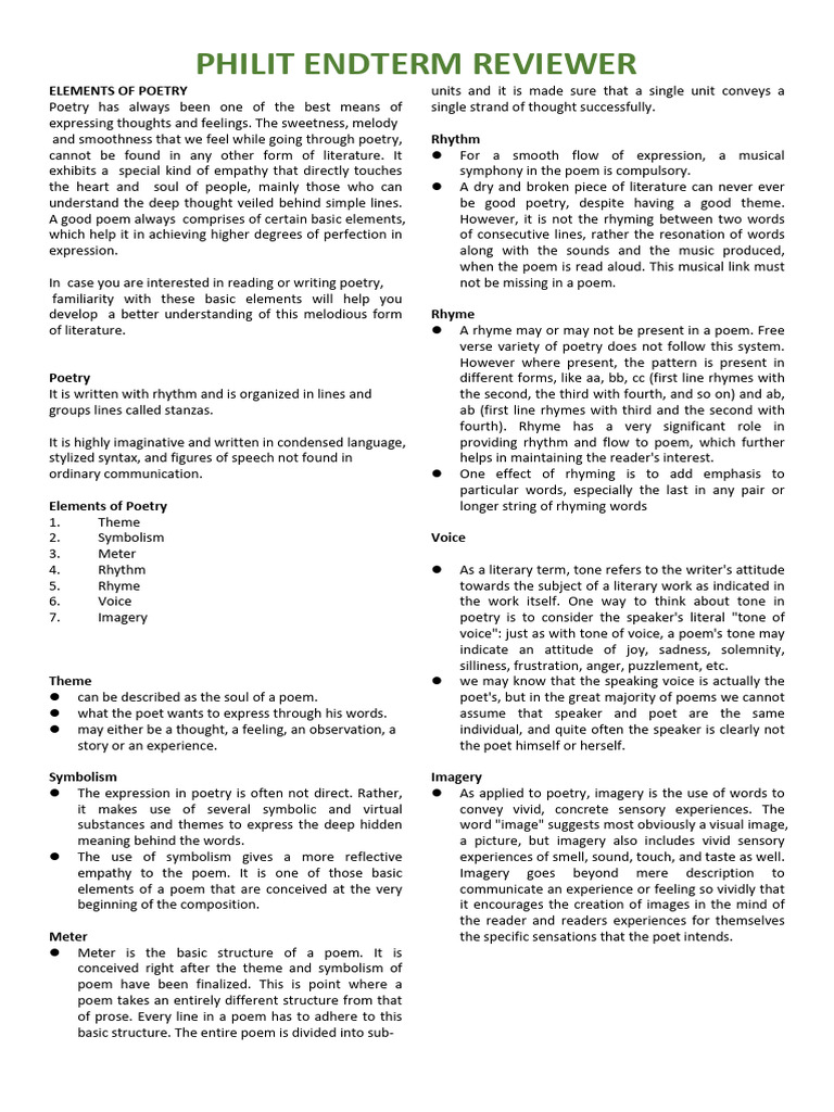 Philit Endterm Reviewer | PDF