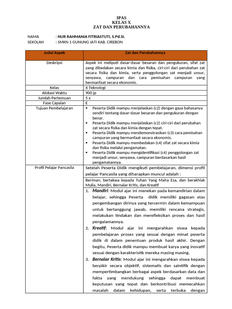 Modul Ajar-Ipas-Fase E - 1 | PDF
