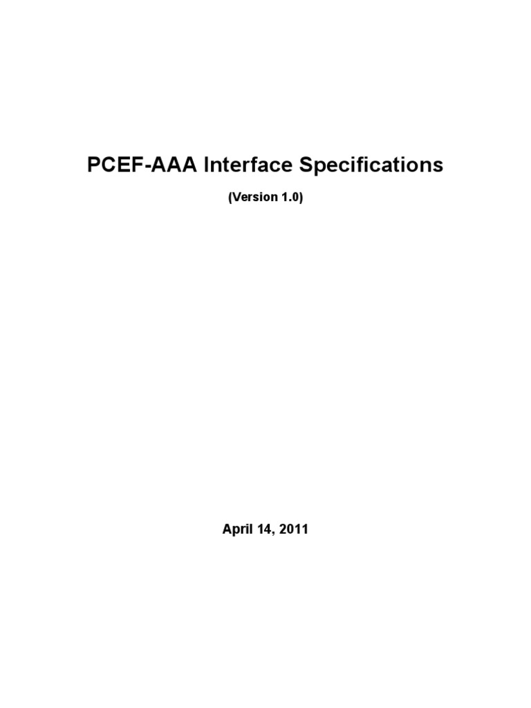 PCEF-AAA Interface Specification V1 - 0 | PDF | Radius | Computer Network