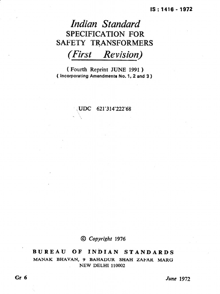 1416 Safety Transformers | PDF