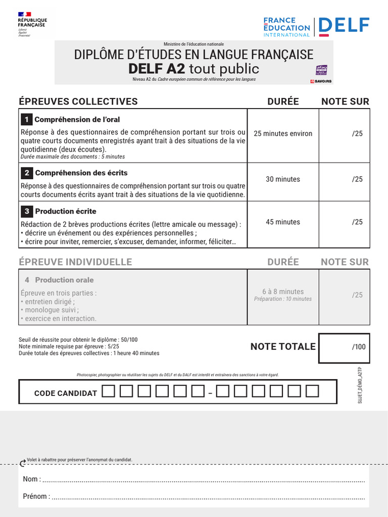 Delf A2 Exemple | PDF