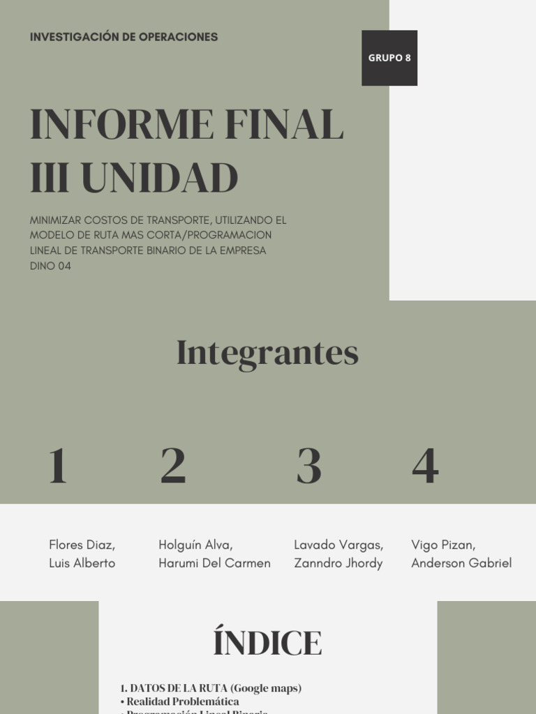 G-8 Informe Invope III Unidad | PDF