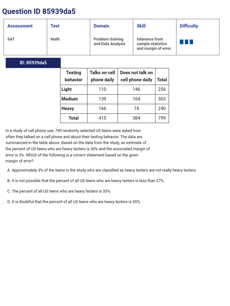 Question ID 85939da5 | PDF