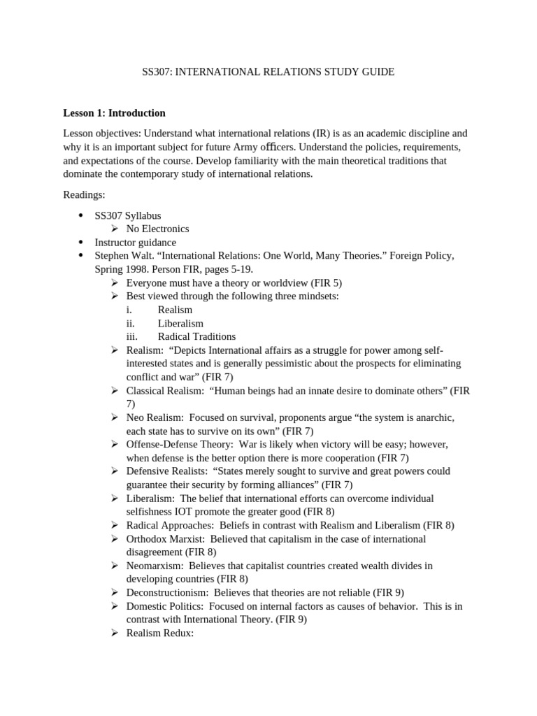 Ir Study Guide | PDF | Polarity (International Relations ...