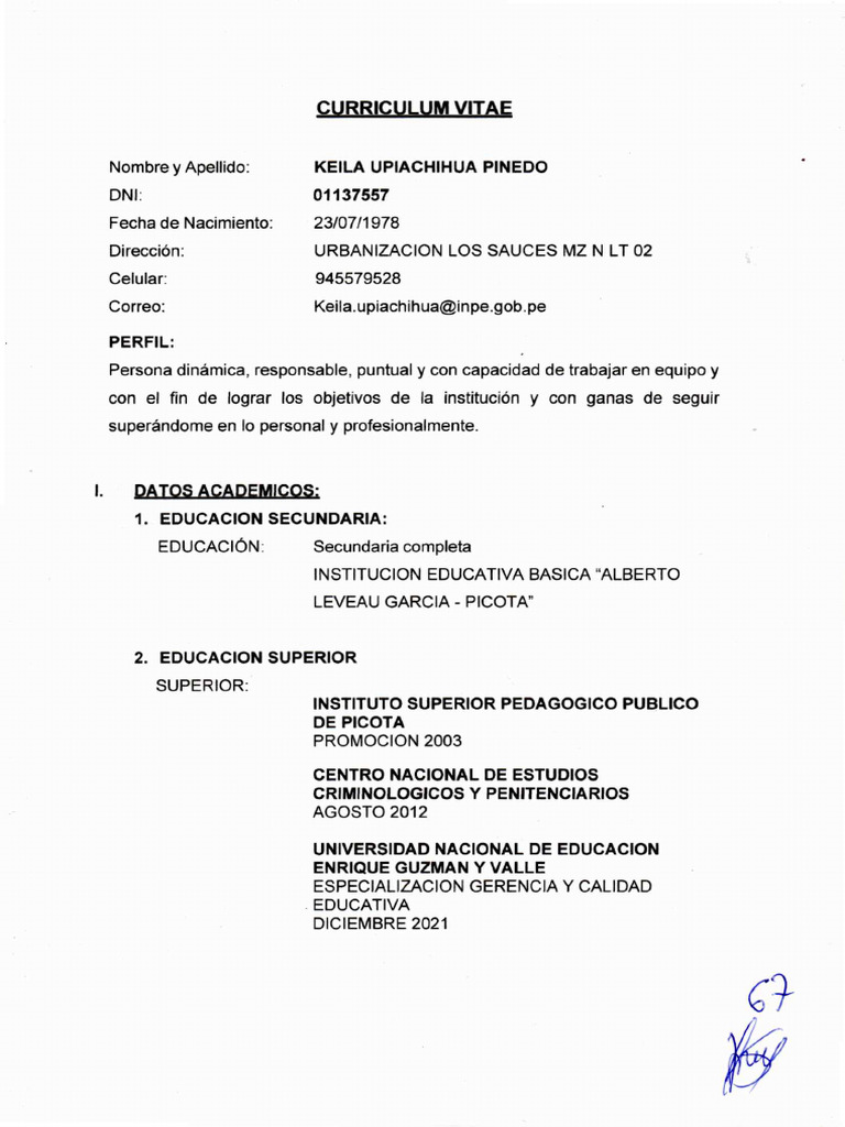 CV DOCUMENTADO_ KEILA UPIACHIHUA PINEDO | PDF