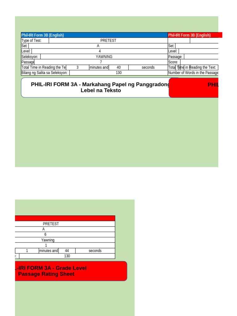 Phil-IRI Form 3A and 3B | PDF