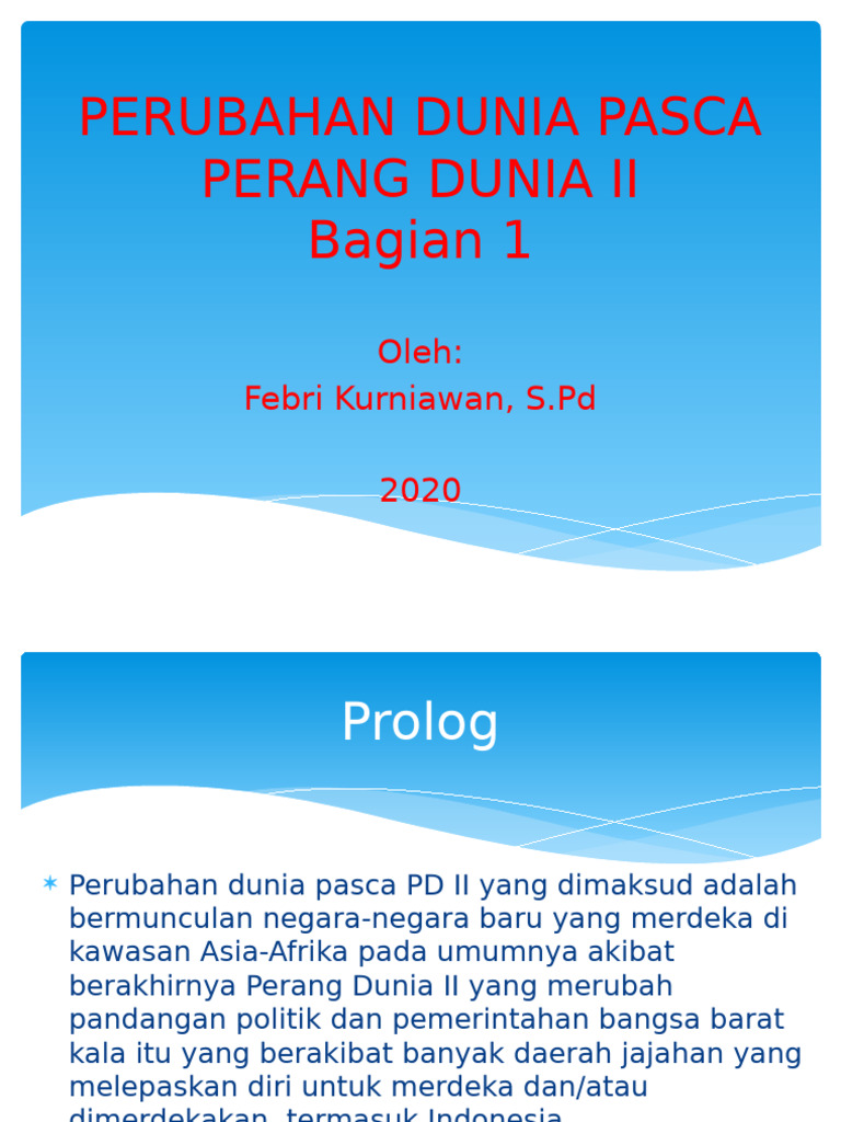 PERUBAHAN DUNIA PASCA PERANG DUNIA II Bag 1 | PDF