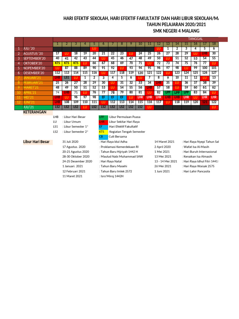 2. Kalender Pendidikan 2020-2021 | PDF