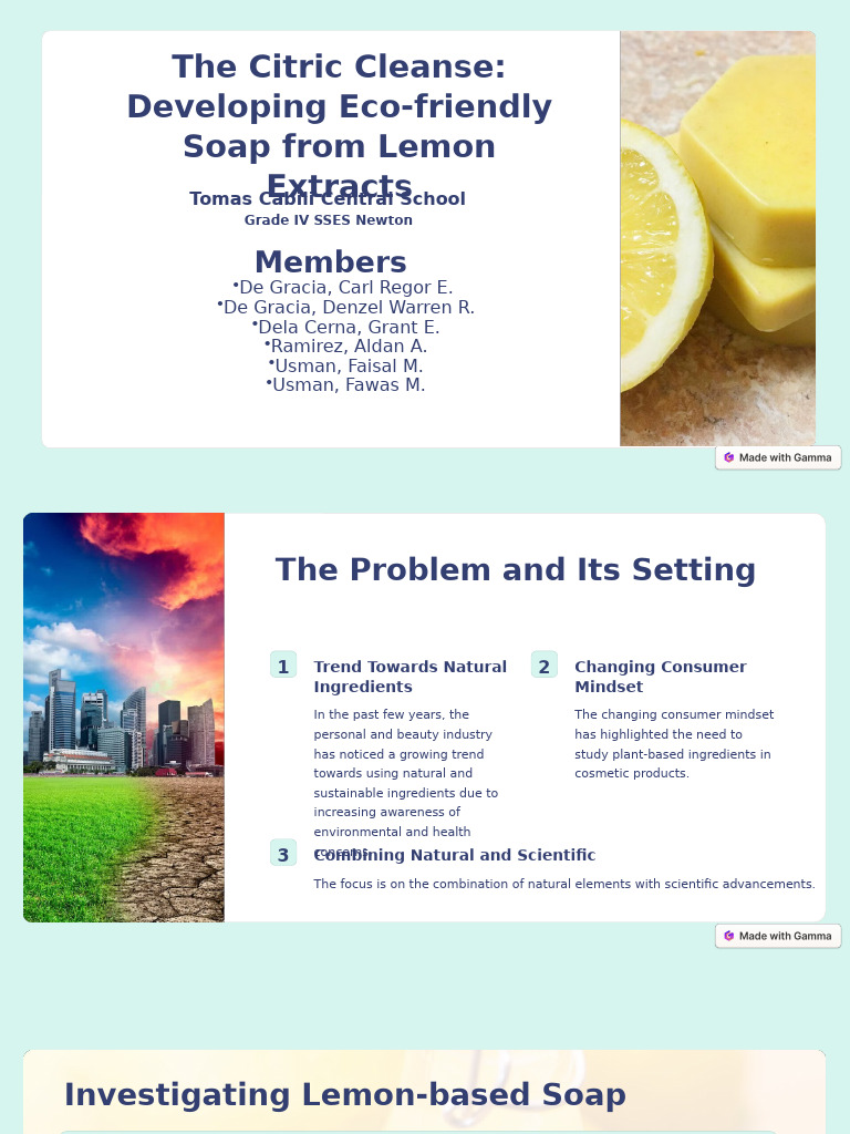 The Citric Cleanse Developing Eco Friendly Soap From Lemon Extracts | PDF