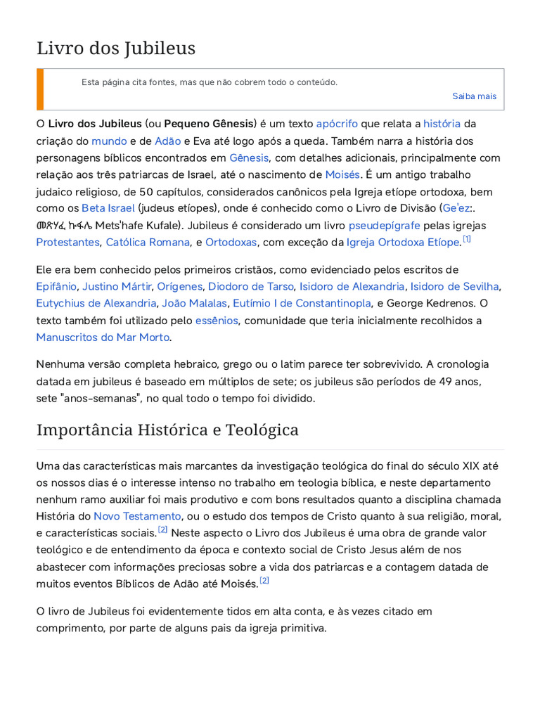 O Livro dos Jubileus: História e Teologia | PDF | Abraão | História