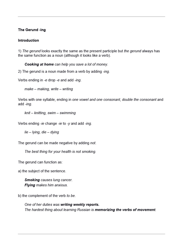 The Gerund - Ing | PDF