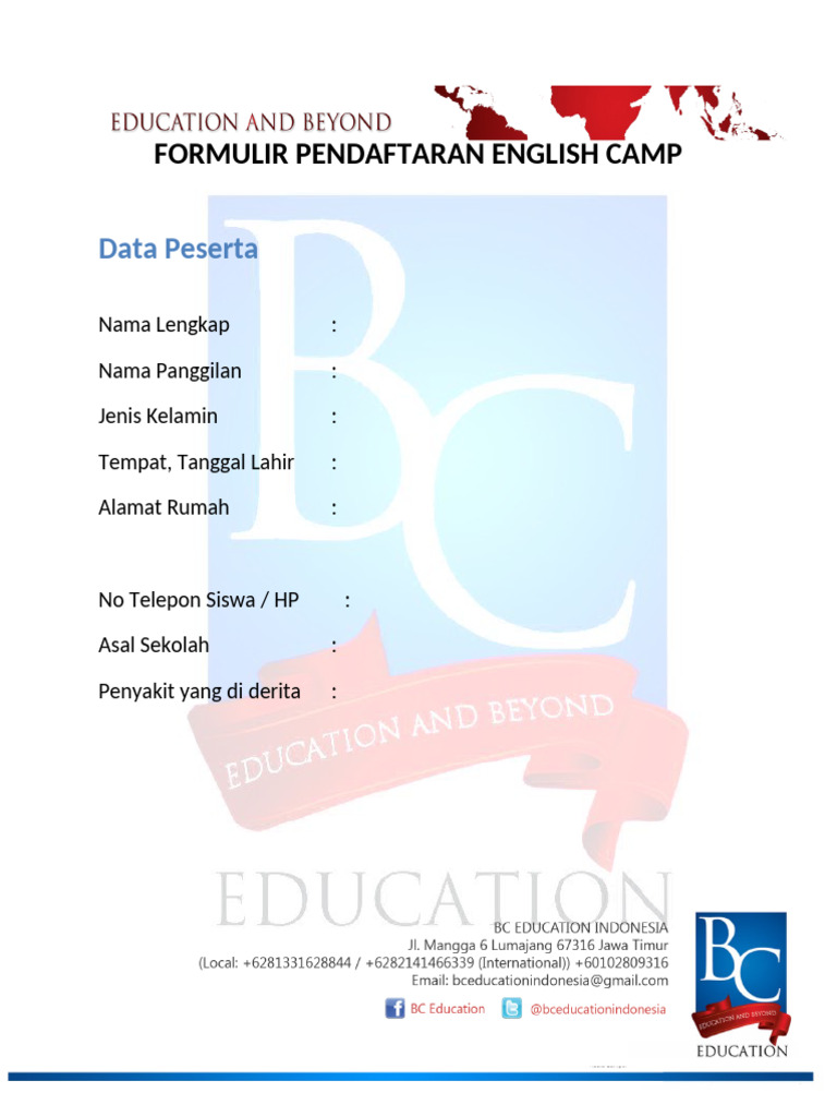 Formulir English Camp | PDF