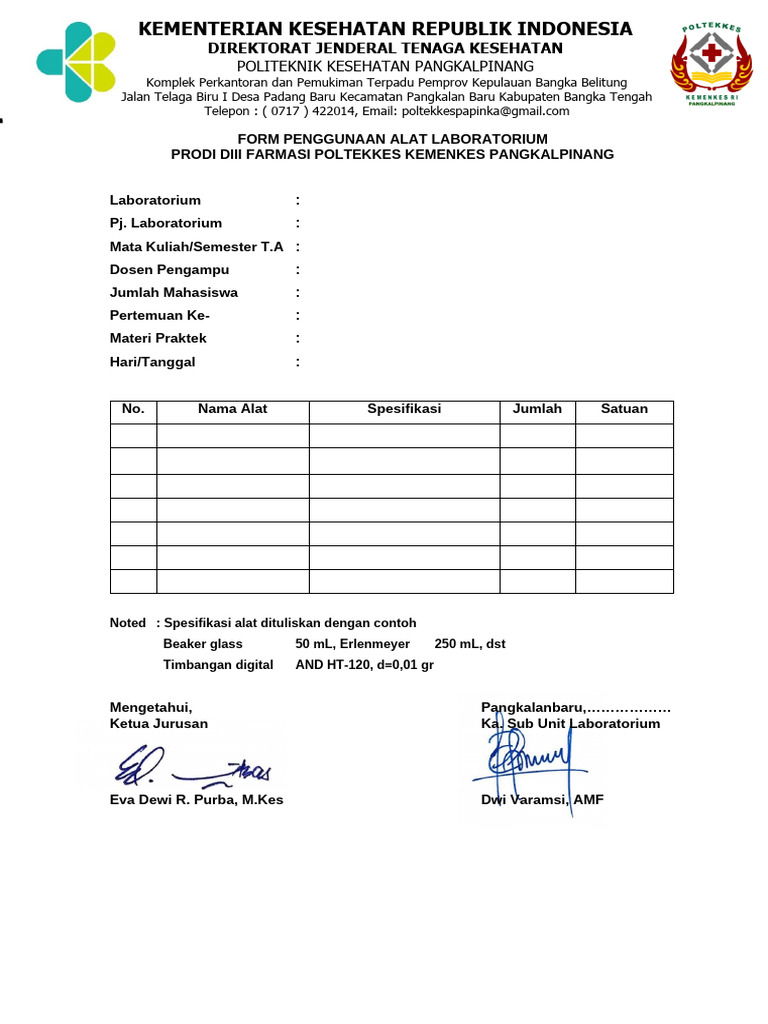 Form Penggunaan Alat | PDF