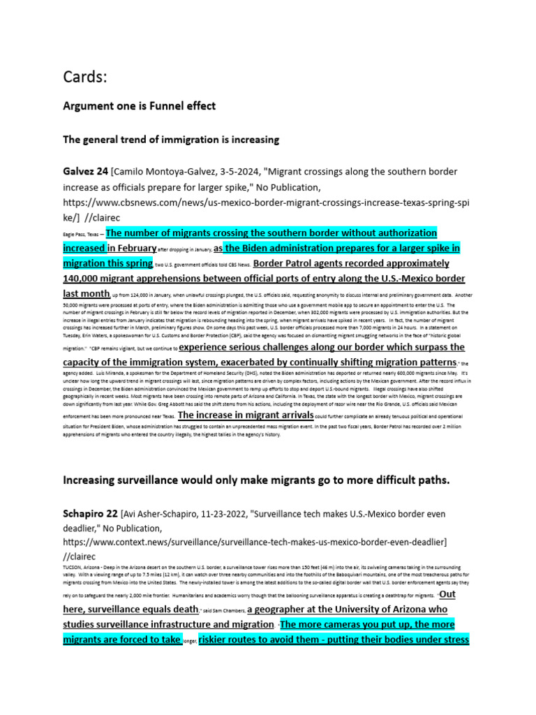 Cards:: Argument One Is Funnel Effect | PDF