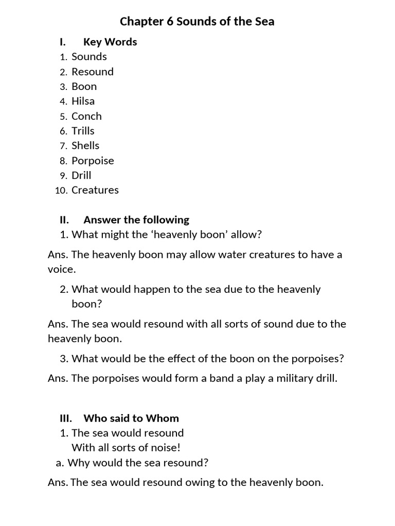 Chapter 6 Sounds of the Sea | PDF