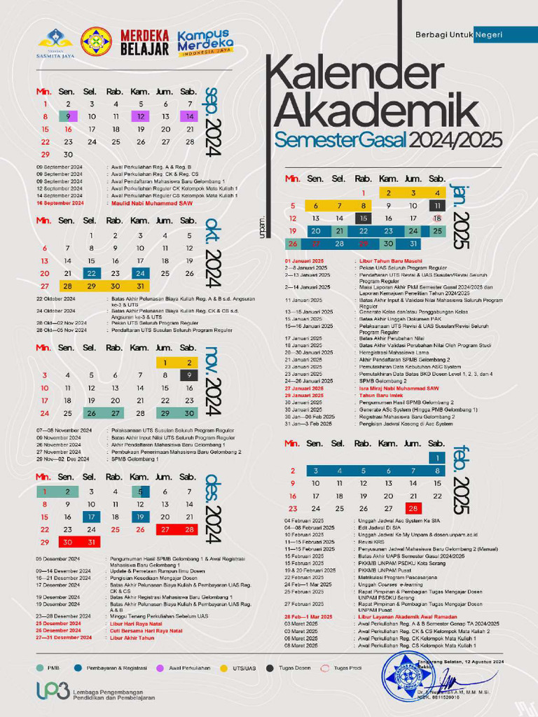 Kalender Unpam Gasal 2024-25 | PDF