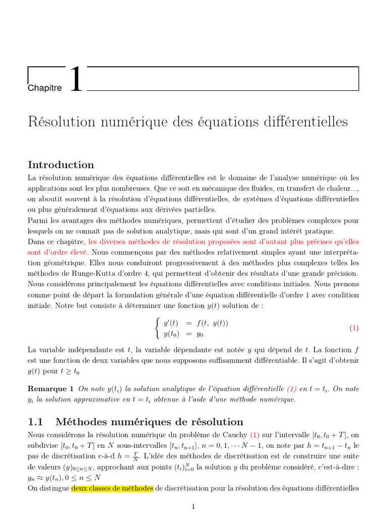 Resolution Numérique Des Équations Différentielles | PDF