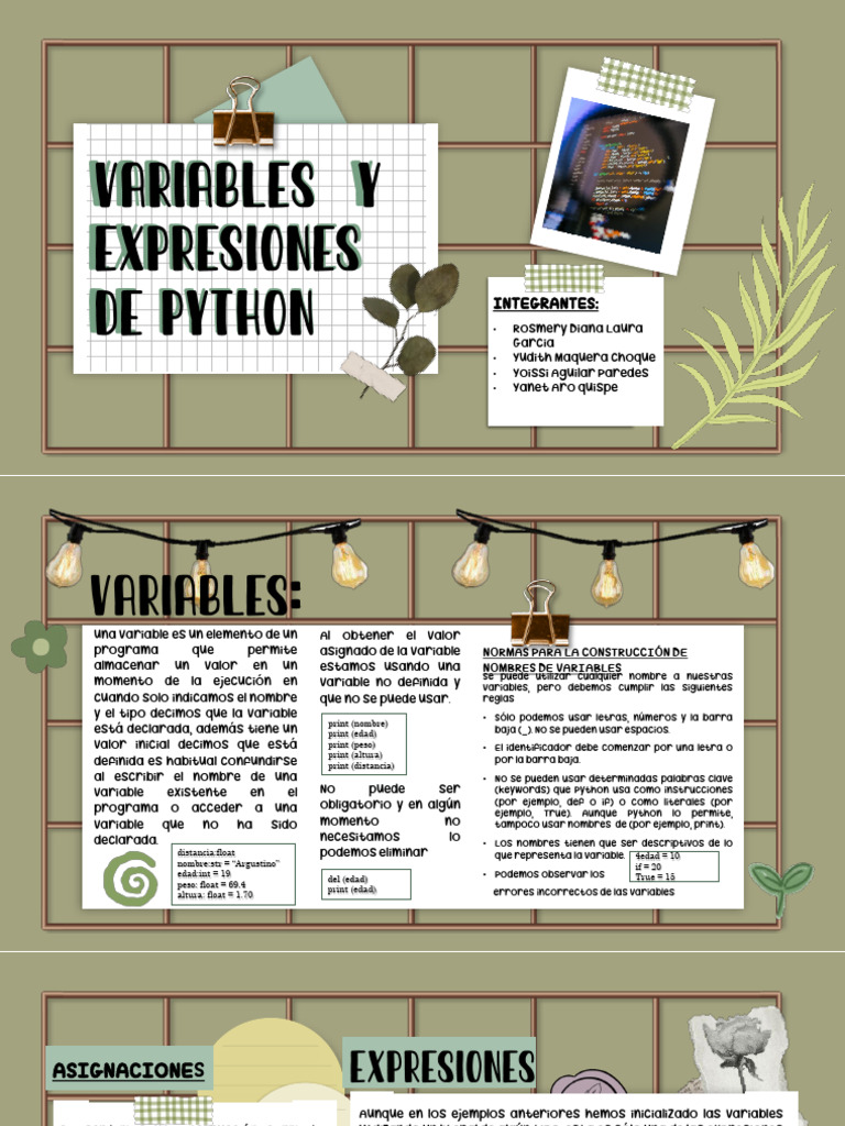 Variables y Expresiones de Python 1a... | PDF