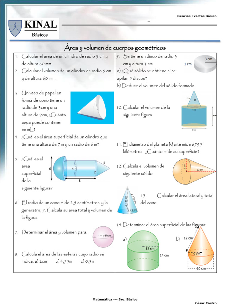 Tarea 2 - Áreas y Volúmenes de Cuerpos Geométricos | PDF | Volumen