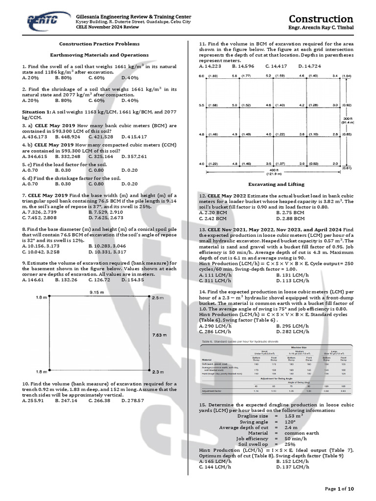 Construction Practice Problems | PDF