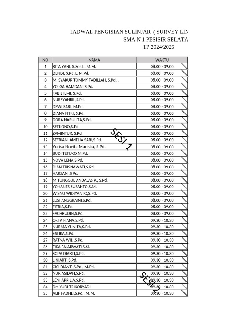 Jadwal Sulinjar | PDF