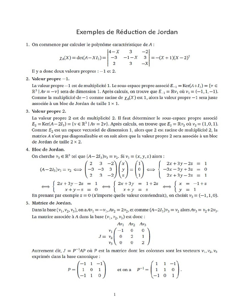 Exemple réduction de jordan | PDF