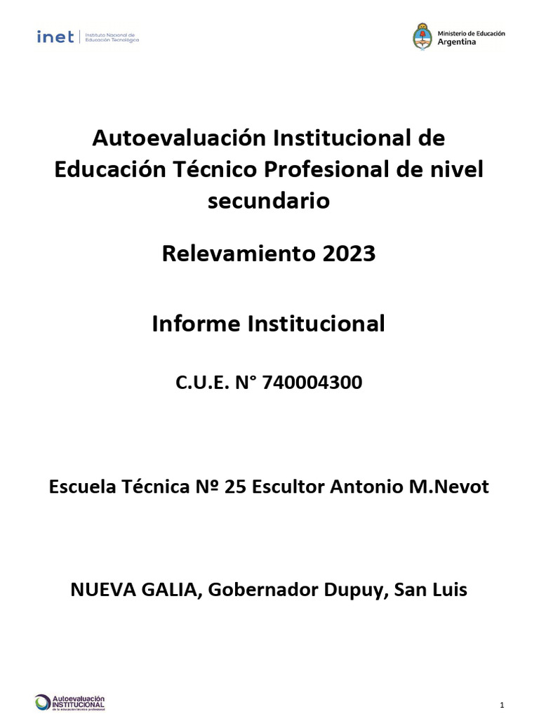 Escuela Técnica #25 Escultor Antonio M.Nevot Gobernador Dupuy - CUE ...