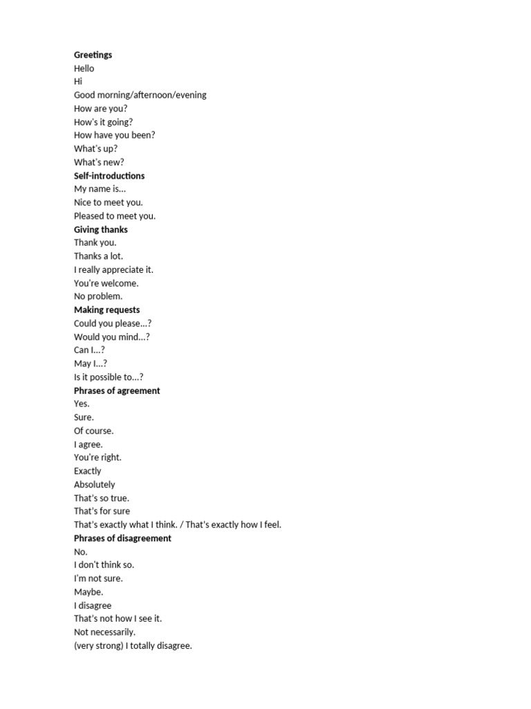 Common Phrases in English - 650 | PDF