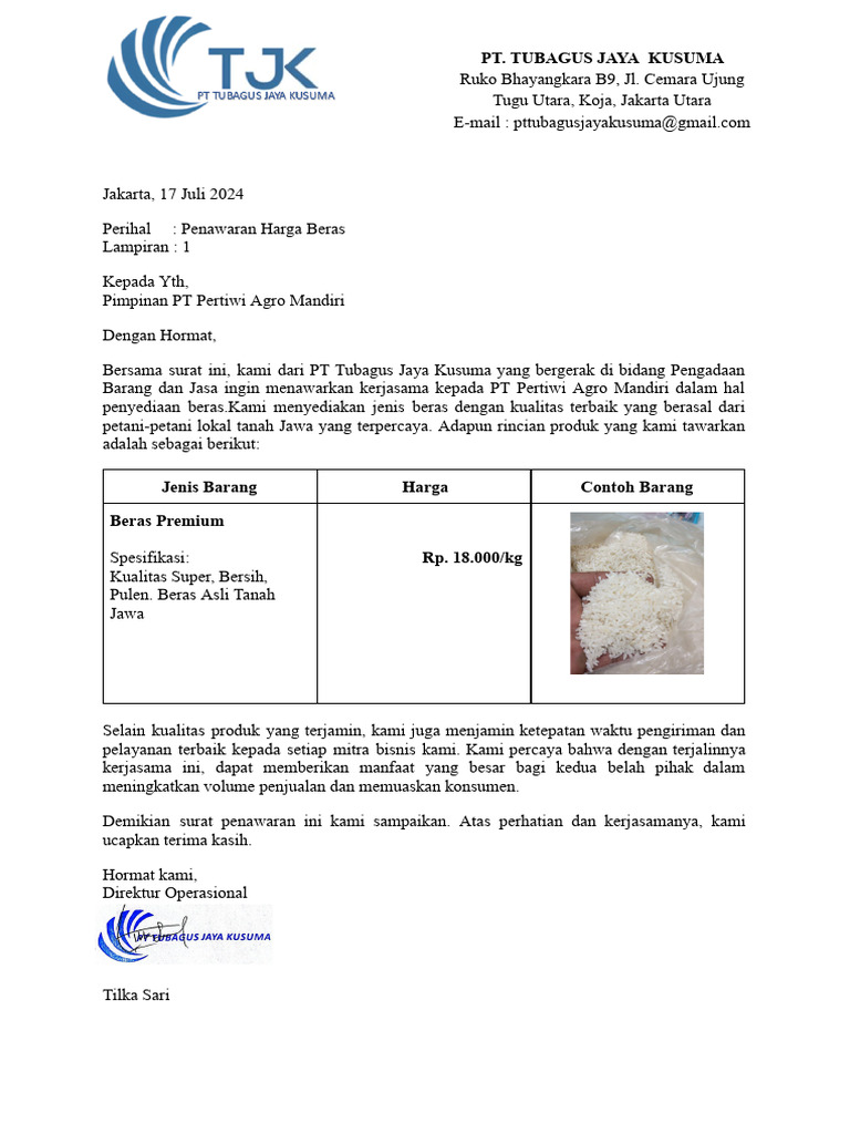 Quatation PT Pertiwi Agro Mandiri | PDF