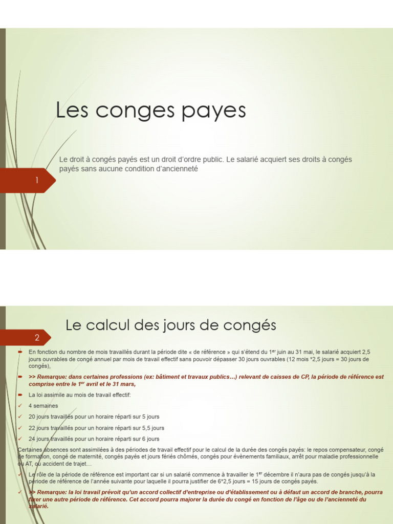 Cours - Congés Payés | PDF