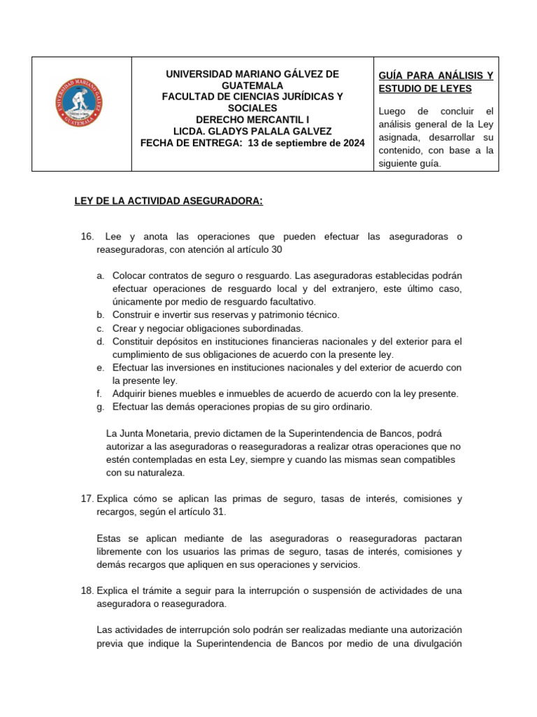 Ley de La Actividad Aseguradora | PDF | Reaseguro | Seguro