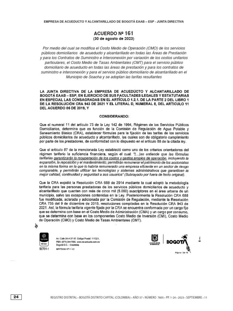 Acuerdo 161 de 2023 | PDF