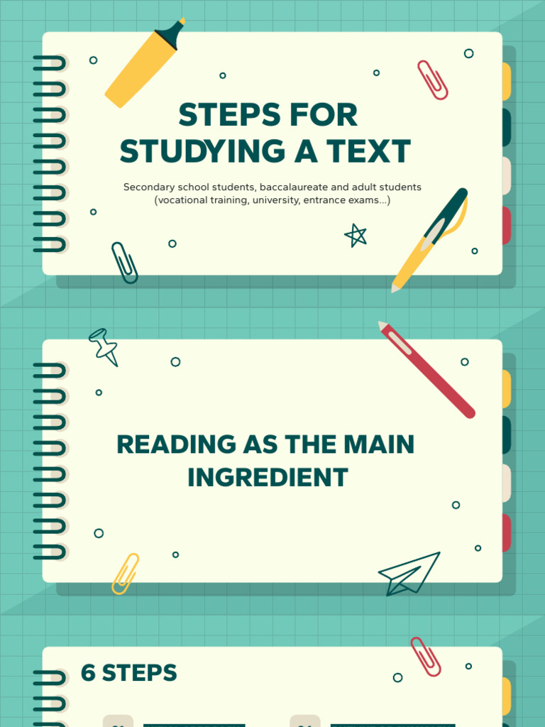 En Steps For Studying A Text by Slidesgo | PDF