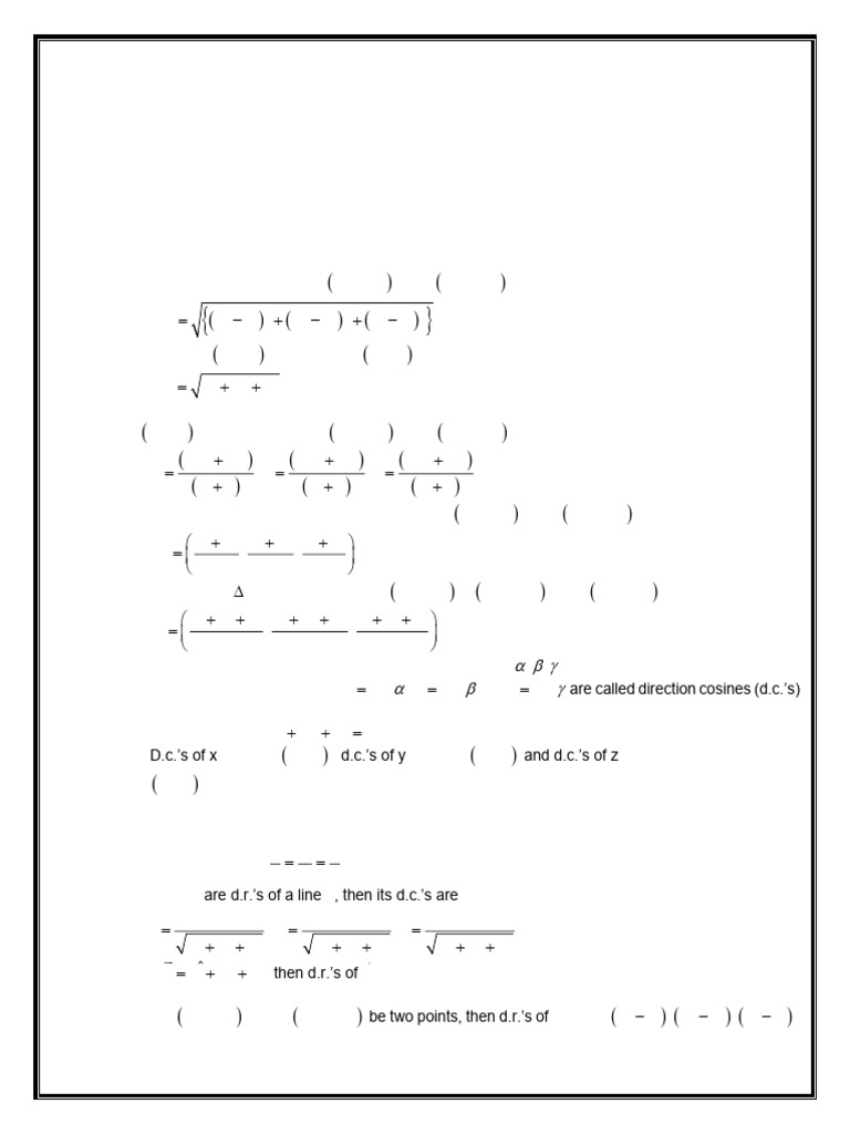 XII MATHS SHORT NOTES-3D GEOMETRY | PDF