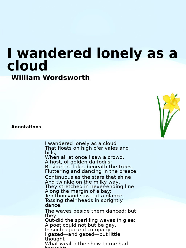Wordsworth - I Wandered Lonely As A Cloud - Annotated | PDF