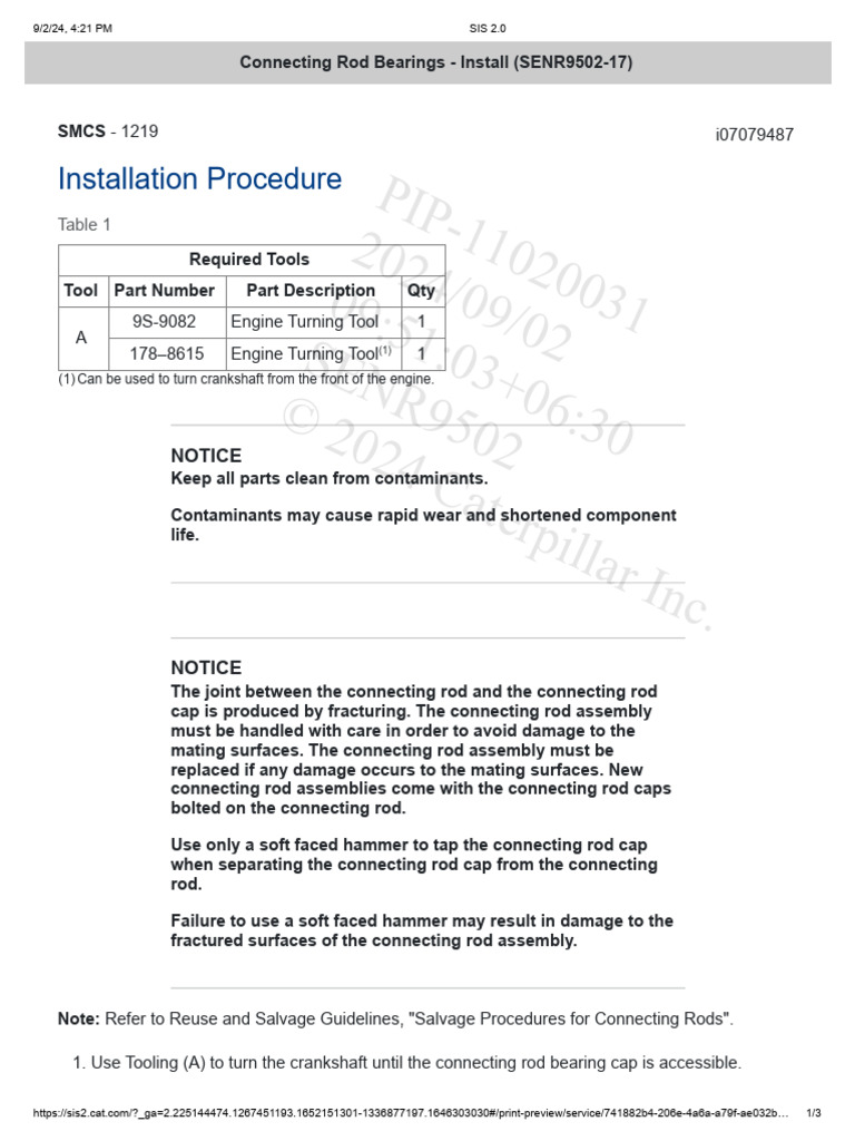 Connecting Rod Bearings - Install for C9 Engine | PDF