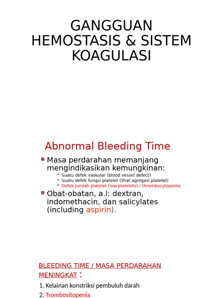Kul. 3 - Gangguan Hemostasis & Sistem Koagulasi | PDF
