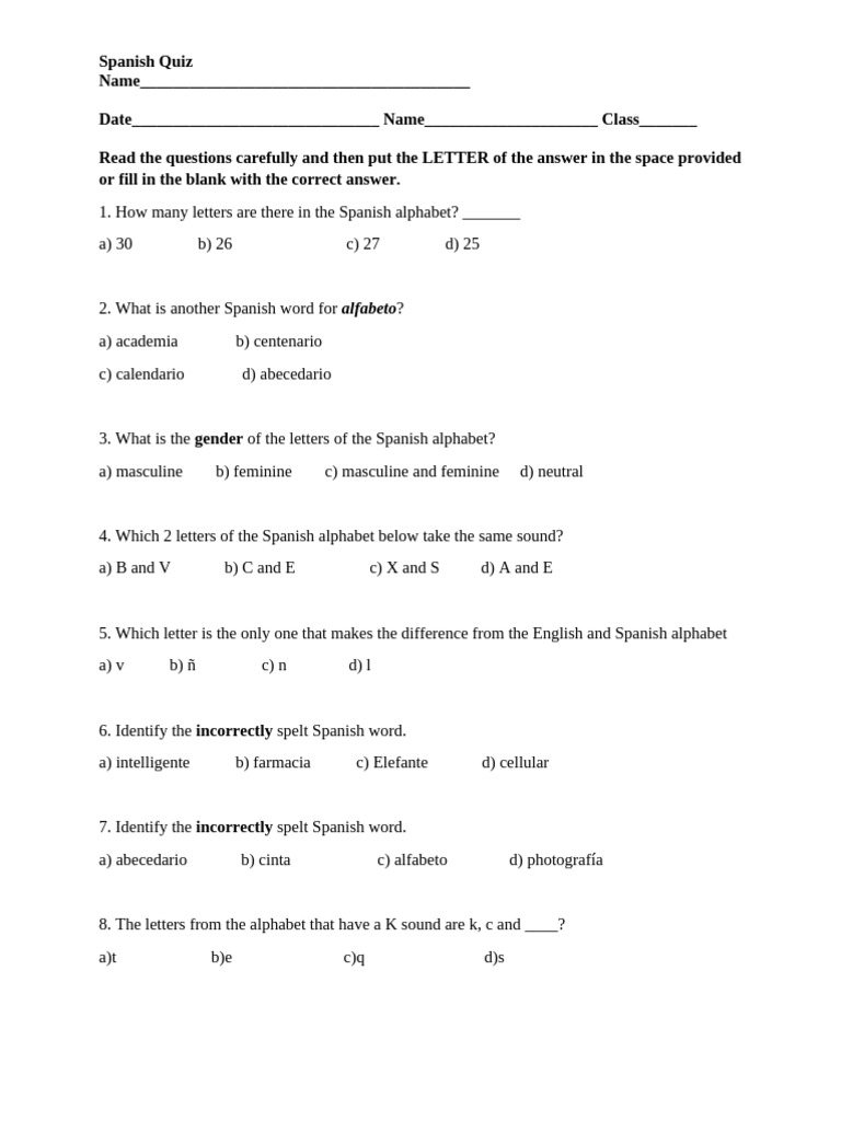 Short Alphabet Quiz 1 | PDF