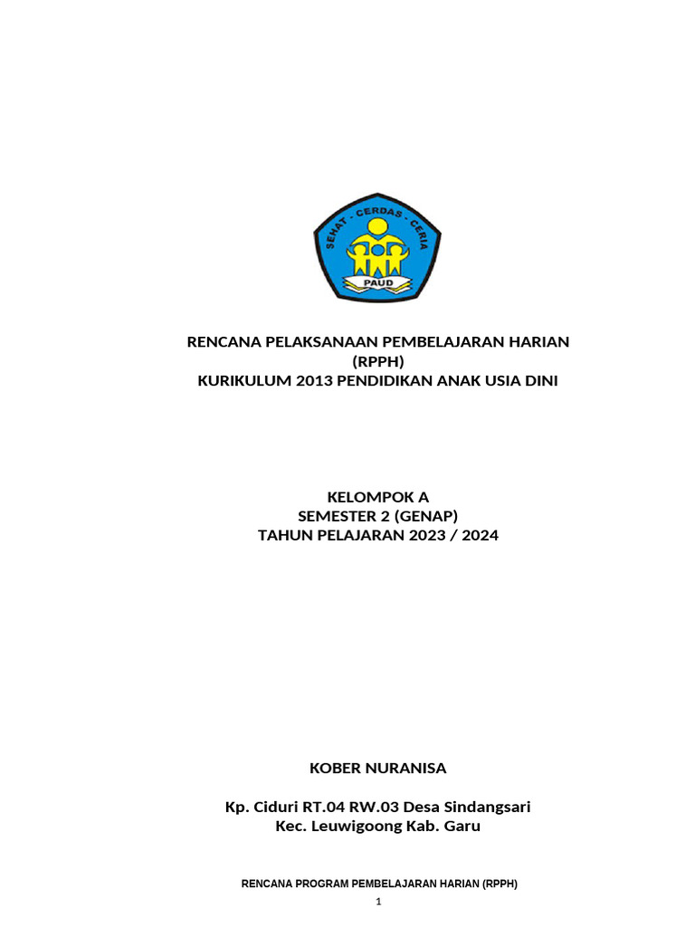 6.1.2 RPPH Kel A & B Semester 2 | PDF