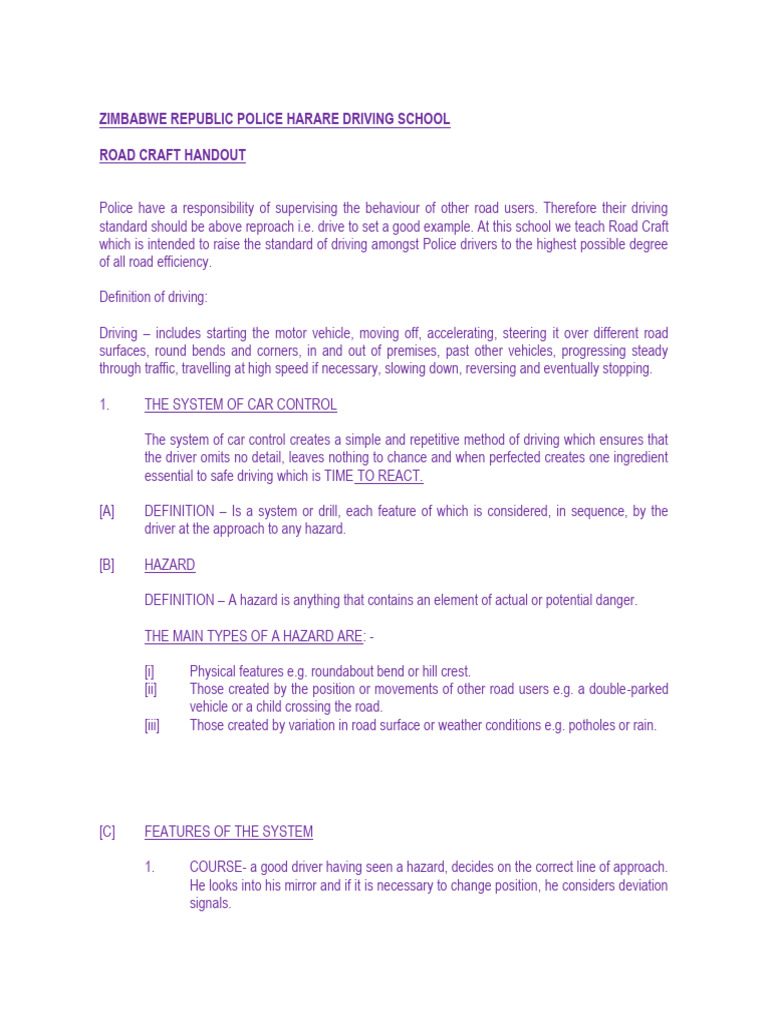 Road Craft Handout | PDF