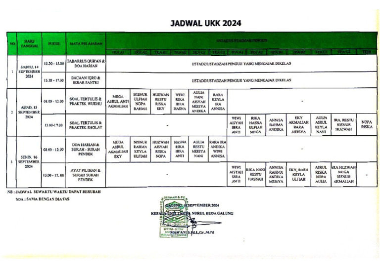 JADWAL UKK 2024 | PDF