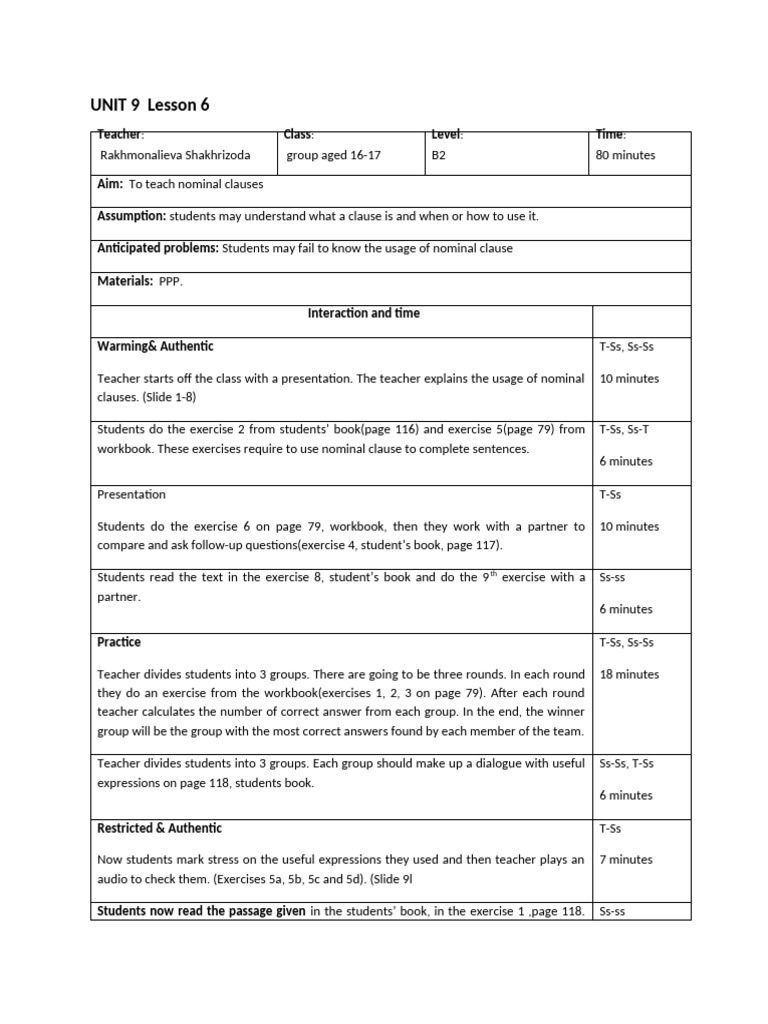 Lesson Plan 6 | PDF