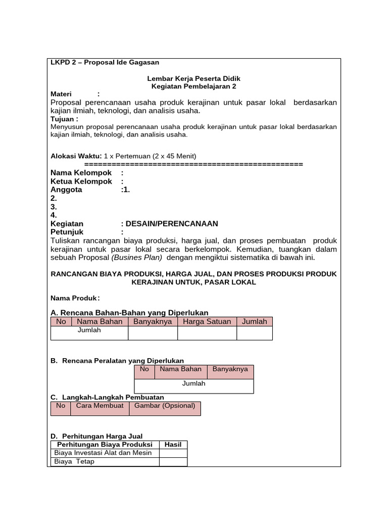 LKPD 2 Proposal Ide Gagasan | PDF