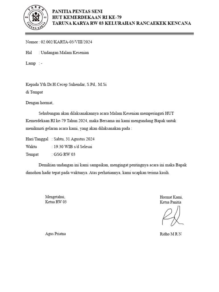 Undangan BPK Cecep | PDF