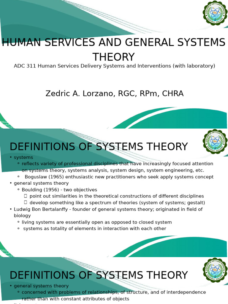 Adc 311 Human Services and General Systems Theory | PDF