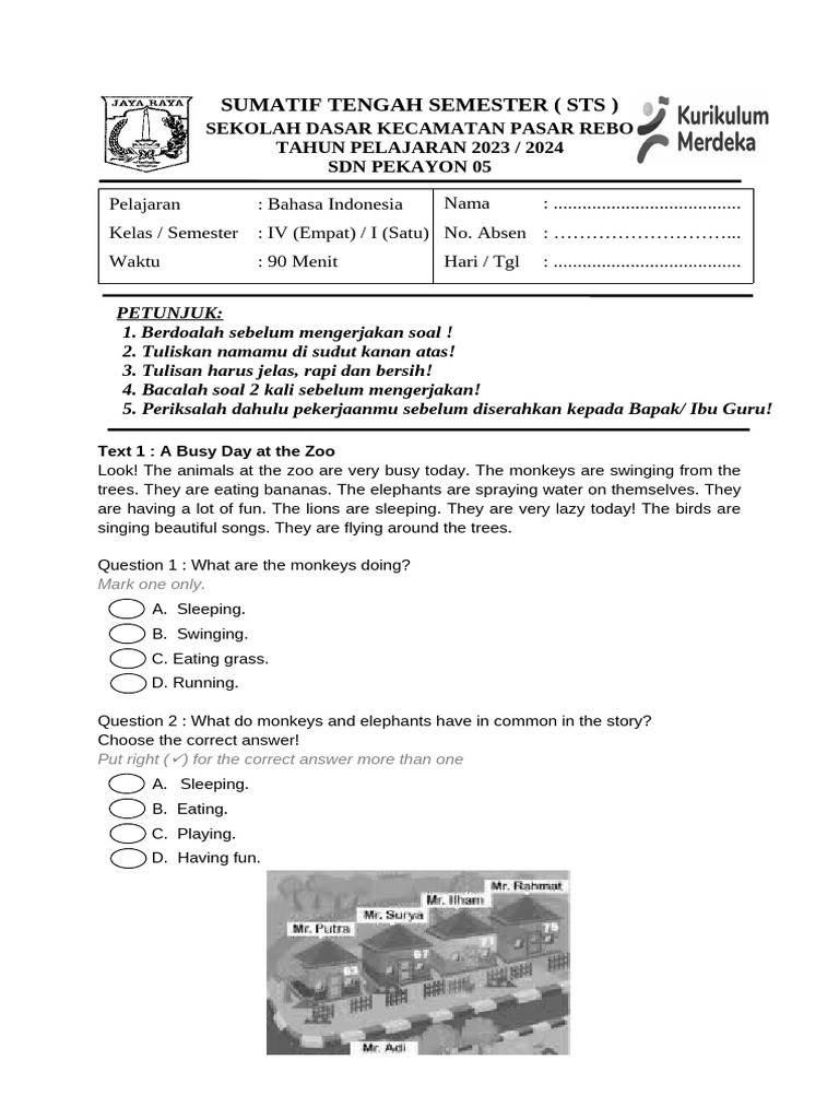 STS - Kelas IV - Bahasa Inggris | PDF